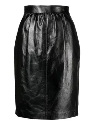 Saint Laurent High-waisted Leather Pencil Skirt - Black