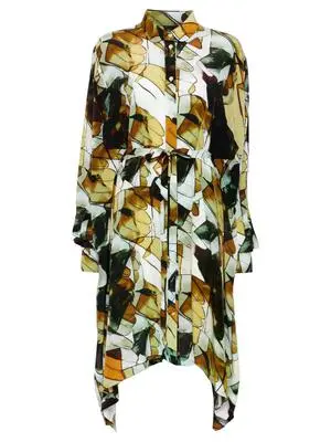 Henrik Vibskov Abstract Print Belted Shirt Dress - Blue