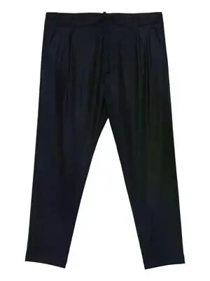 DONDUP Virgin Wool Blend Flannel Trousers - Blue