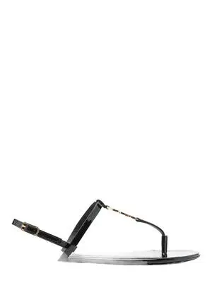Saint Laurent Cassandra Logo Plaque Sandals - Black