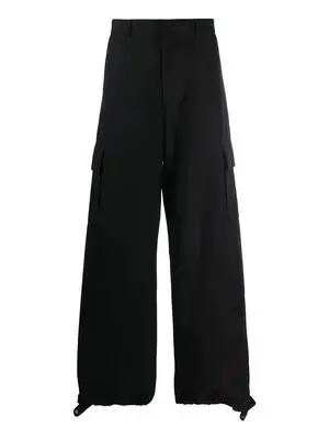 Off-White Wide-leg Wool Blend Cargo Trousers - Black
