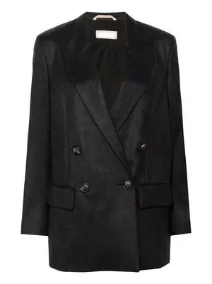 Peserico Virgin Wool Double-breasted Blazer - Grey