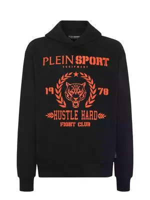 PLEIN SPORT Logo Print Cotton Blend Hoodie - Black