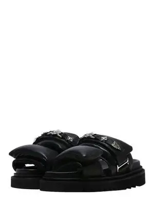 Toga Buckled Leather Sandals - Black