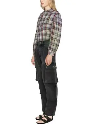 MARANT ETOILE Lidzy" Plaid Check Puff-sleeve Shirt - Neutrals