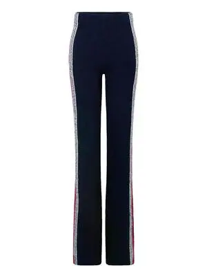 Rabanne Knitted Flared Trousers With Contrasting Stripe Detail - Blue