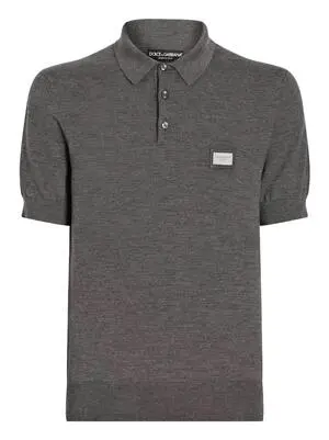 Dolce & Gabbana Logo-tag Wool Polo Shirt - Grey