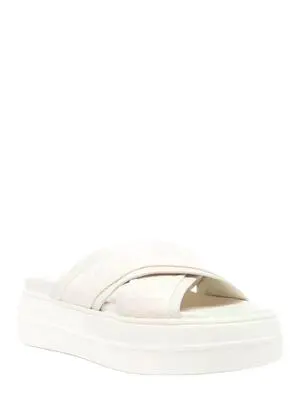 Hogan Ecru Jacquard Logo Motif Flatform Sandals - Neutrals