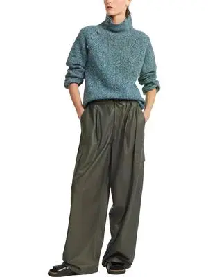 YVES SALOMON Yves Salomon Wide-Leg Cargo Trousers Green