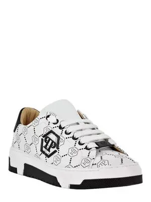 Philipp Plein Monogram Leather Sneakers - White