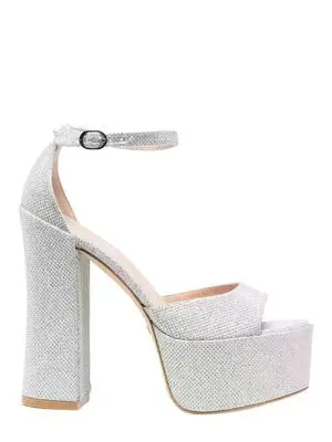 STUART WEITZMAN Glittered Platform Sandals - Silver