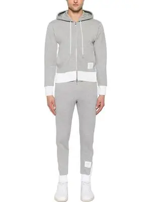 Thom Browne Loopback 4-bar Zip-up Hoodie - Grey