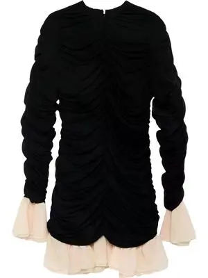 ROTATE BY BIRGER CHRISTENSEN Ruched Long-sleeve Mini Dress - Black