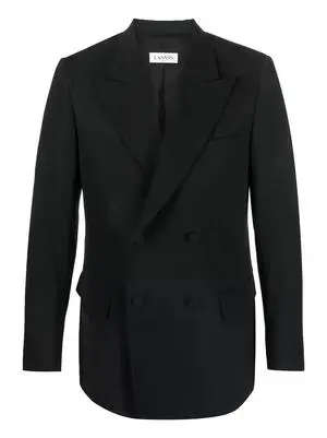 LANVIN Double-breasted Wool Blazer - Black