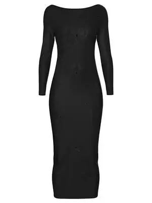 MARGHERITA MACCAPANI Off-shoulder Long-sleeve Monogram Midi Dress - Black
