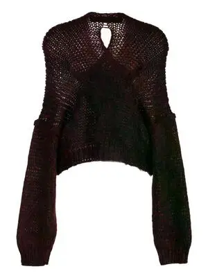 Isabel Benenato Open-knit V-neck Jumper - Red