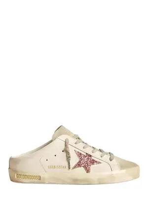 GOLDEN GOOSE Super-star Sabot Sneakers With Pink Glitter Star - Neutrals
