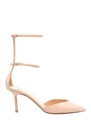 FRANCESCO RUSSO Double-strap 75mm Leather Pumps - Neutrals