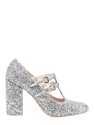 MACGRAW Tessa Glitter Pumps With Buckle Detail - Silver