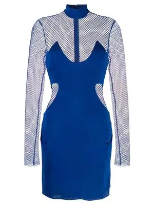 TOM FORD Crepe Mesh Panelling Mini Dress - Blue