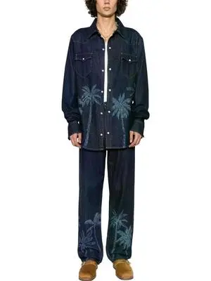 Alanui Graphic-print Cotton Shirt - Blue