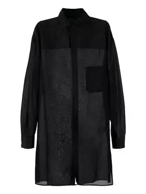 Yohji Yamamoto Double-collar Long Shirt - Black