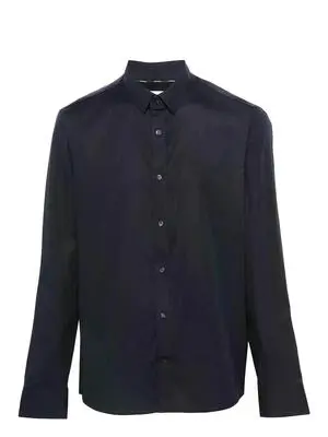 Calvin Klein Monogram-embroidered Cotton Shirt - Blue