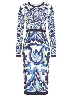 Dolce & Gabbana Majolica-print Sheath Dress - Blue
