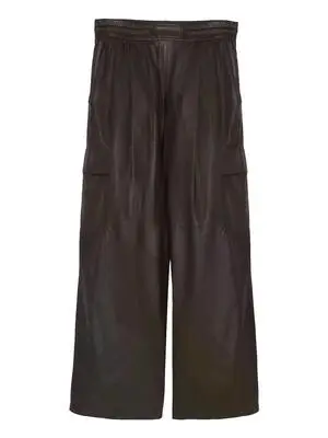 YVES SALOMON Yves Salomon Leather Wide-Leg Trousers Brown