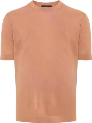 DELL'OGLIO Crew-neck Cotton T-shirt - Pink