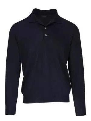 Brioni Wool Blend Button-down Collar Sweatshirt - Blue