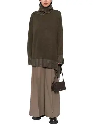 ZIGGY CHEN Wool Roll Neck Asymmetric Jumper - Green