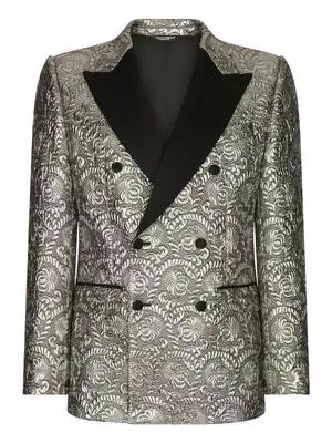 Dolce & Gabbana Satin-lapel Jacquard Blazer - Grey