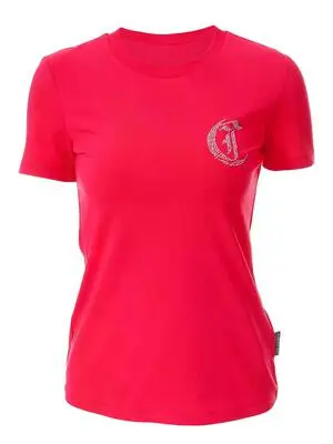 Just Cavalli Logo Embellished T-shirt - Pink
