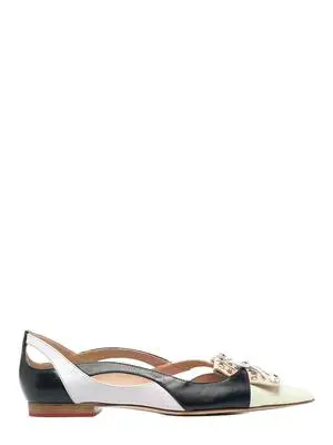 SCAROSSO Bow-detail Pointed-toe Ballerina Shoes - Neutrals
