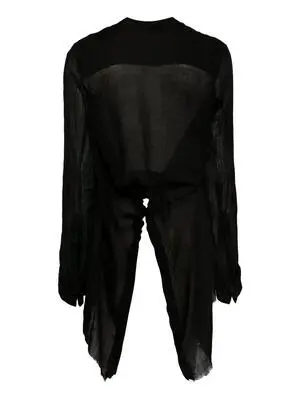 Masnada Band-collar Raw-cut Hem Shirt - Black