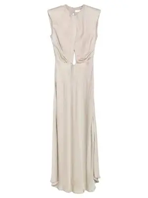 AKEP Satin Dress With Cut-out Detail And Open Back - Neutrals