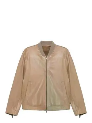 SALVATORE SANTORO Leather Bomber Jacket - Neutrals