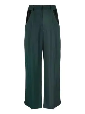 MUGLER Cut-out Wide-leg Trousers - Green