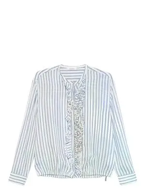 Dorothee Schumacher Striped Shirt With Ruffle Detail - Blue