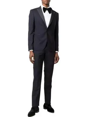 Tagliatore Contrast Panel Slim-fit Suit Blue