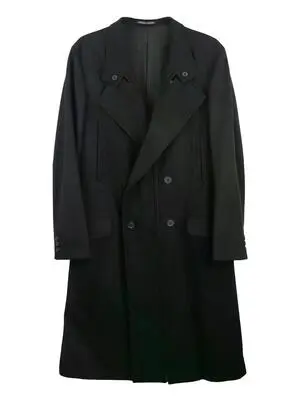 Yohji Yamamoto Double-breasted Wool Coat - Black