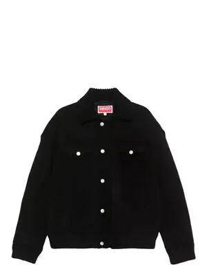 Kenzo Knitted Down Jacket With Press-stud And Zip Fastening - Black
