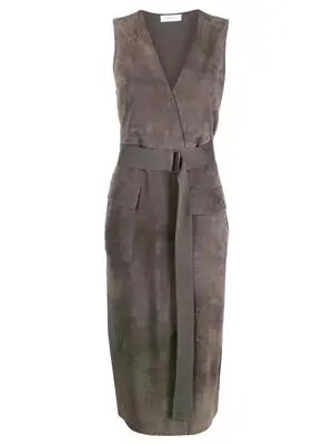 Fabiana Filippi Sleeveless Leather Midi Dress - Grey