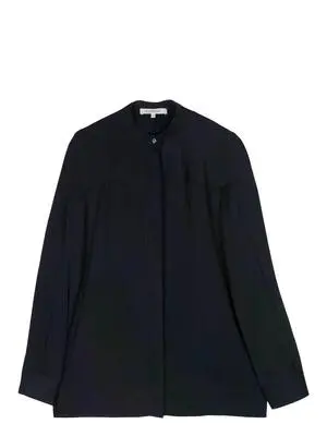Maison Kitsuné Pleated Detail Collarless Shirt - Blue
