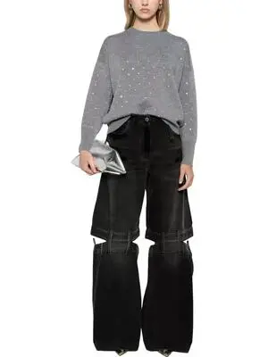 Rabanne Wool Blend Crystal-embellished Jumper - Grey