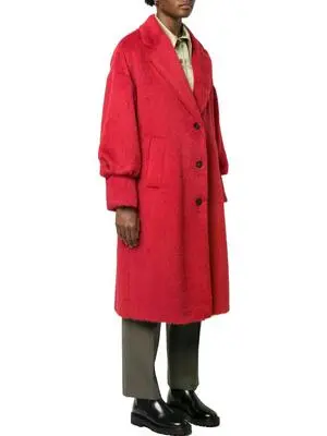 HEVO Single-breasted Alpaca Wool-blend Coat - Red