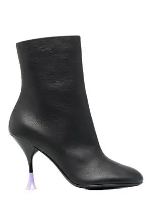 3JUIN Leather Ankle Boots - Black
