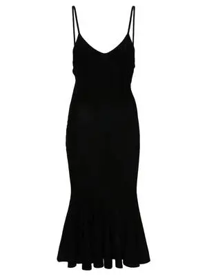 Khaite Pointelle Knit Slip Dress - Black