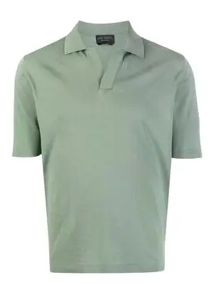 DELL'OGLIO Open-placket Cotton Polo Shirt - Green